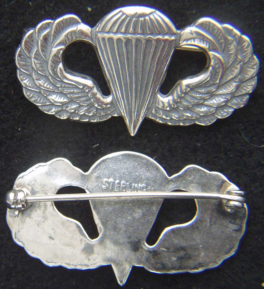 WWII Paratrooper Badge Sterling Silver pin back – Made In America Signs