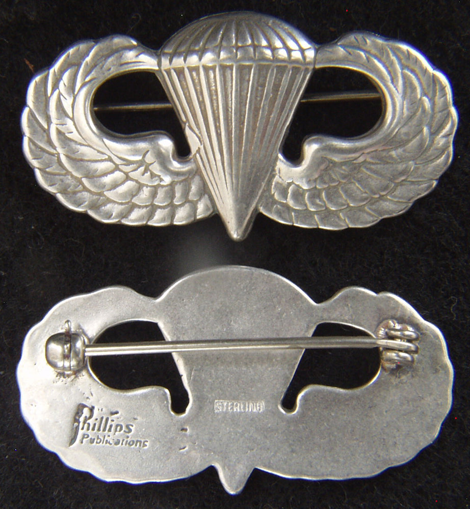 Sterling Paratrooper badge pin back, Phillips Publications – Made In ...