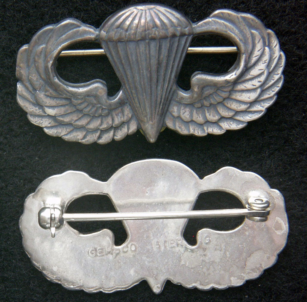 WWII Paratrooper Sterling Badge GEMSCO design pin back – Made In ...