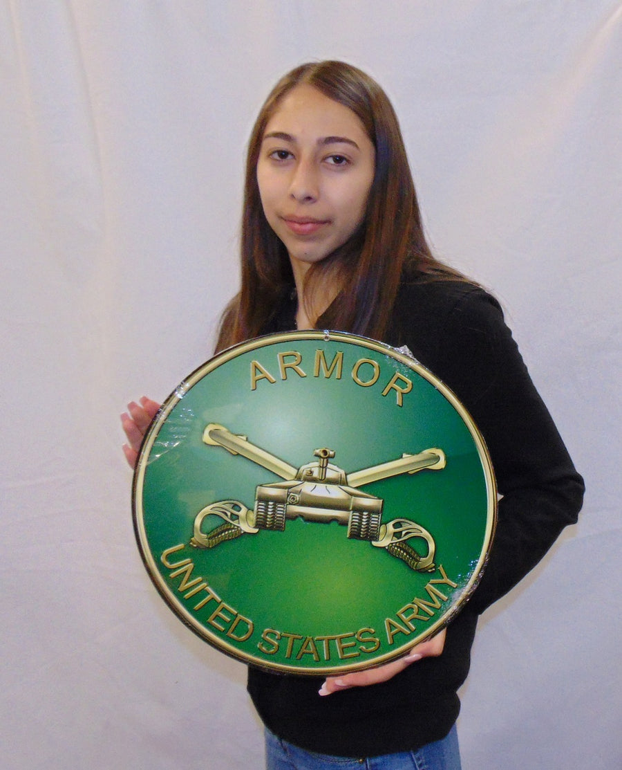 US ARMY ARMOR Round All Metal Sign – Made In America Signs