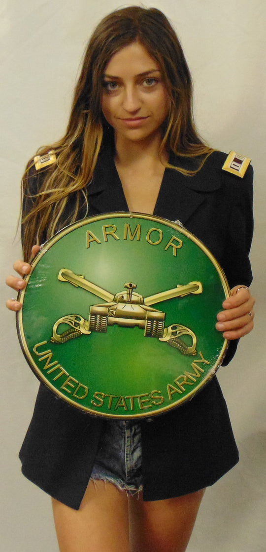 US ARMY ARMOR Round All Metal Sign – Made In America Signs