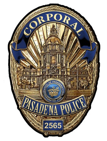 Pasadena Police Department (Corporal) Badge all Metal Sign with your b ...