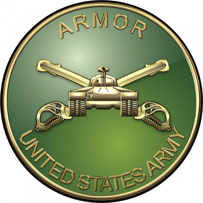 US ARMY ARMOR Round All Metal Sign – Made In America Signs
