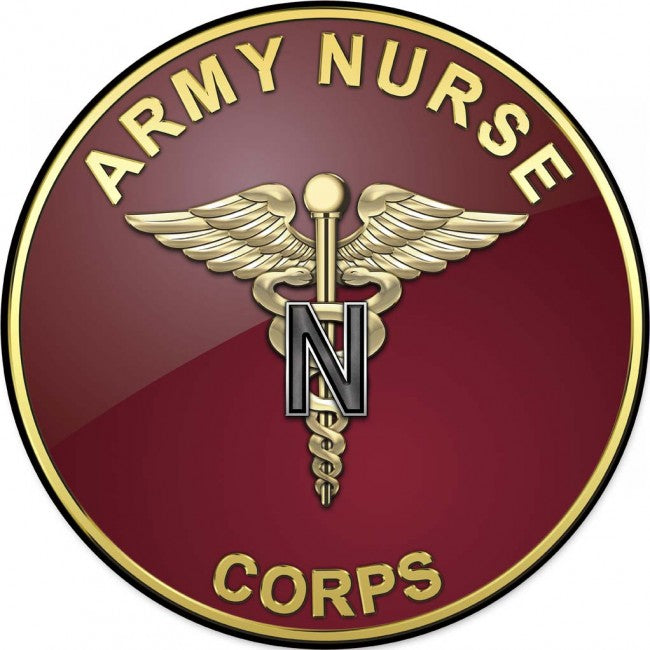 US ARMY NURSE CORPS All Metal Sign 14" Round – Made In America Signs