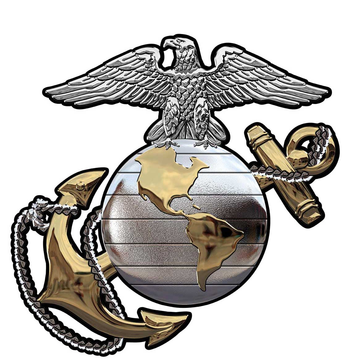 US Marine CORPS EGA (GOLD and Silver) All Metal Sign 16" x 16" – Made ...