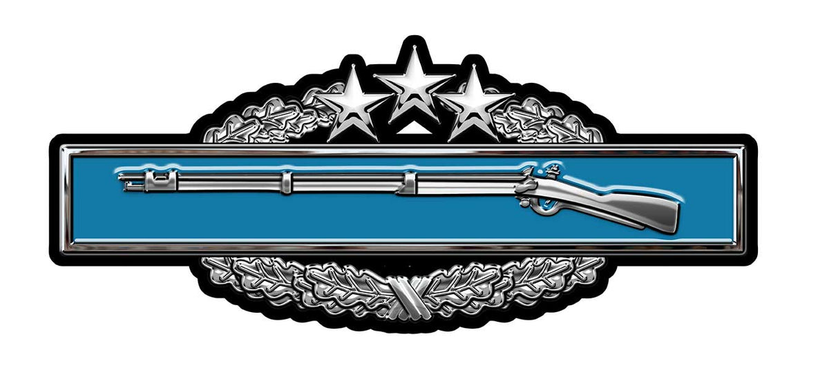 Combat Infantry Badge (Fourth Award) Three Stars All Metal Sign 16 x 6 ...
